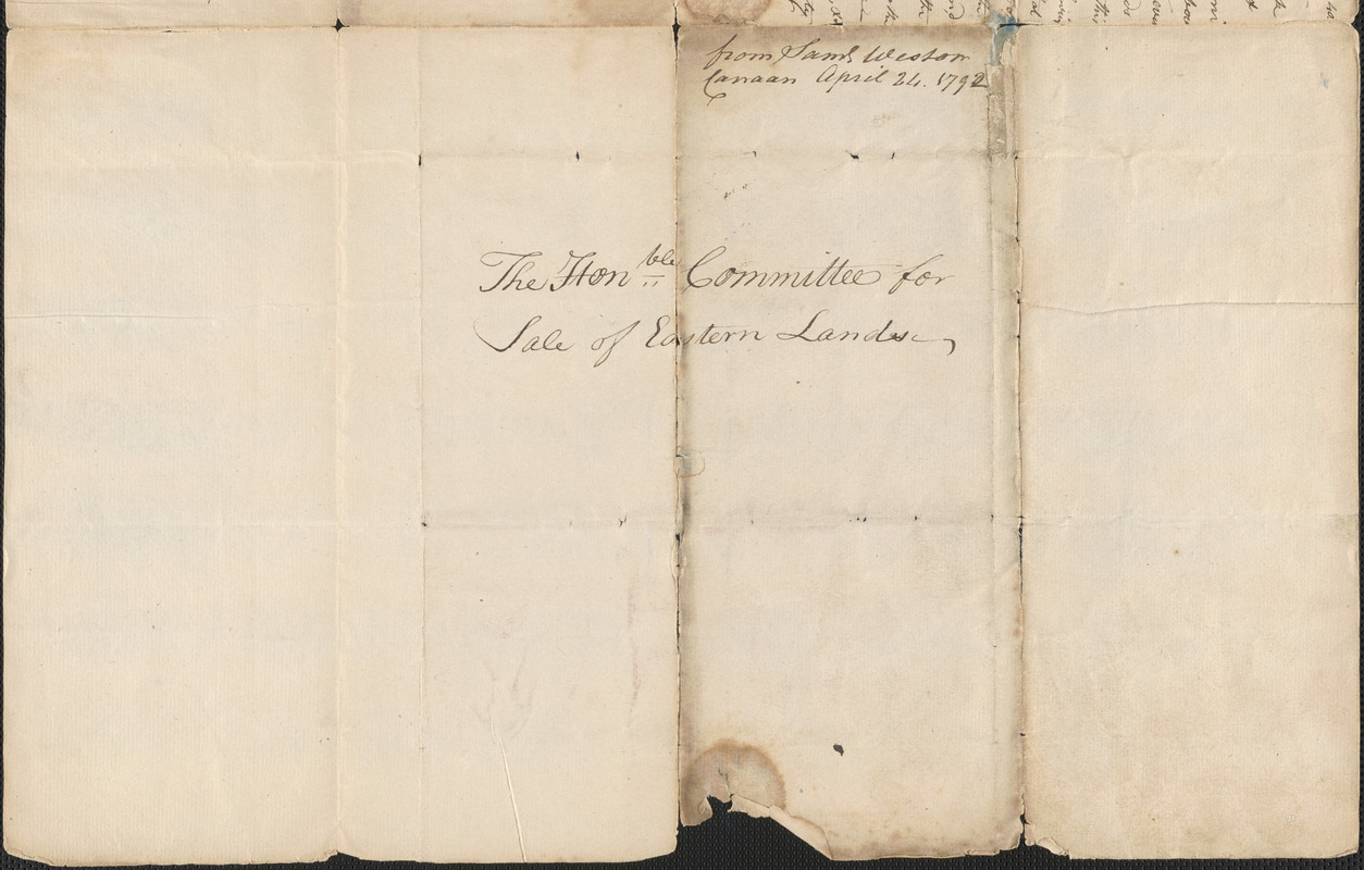 Samuel Weston to the Committee for the Sale of Eastern Lands, 24 April ...