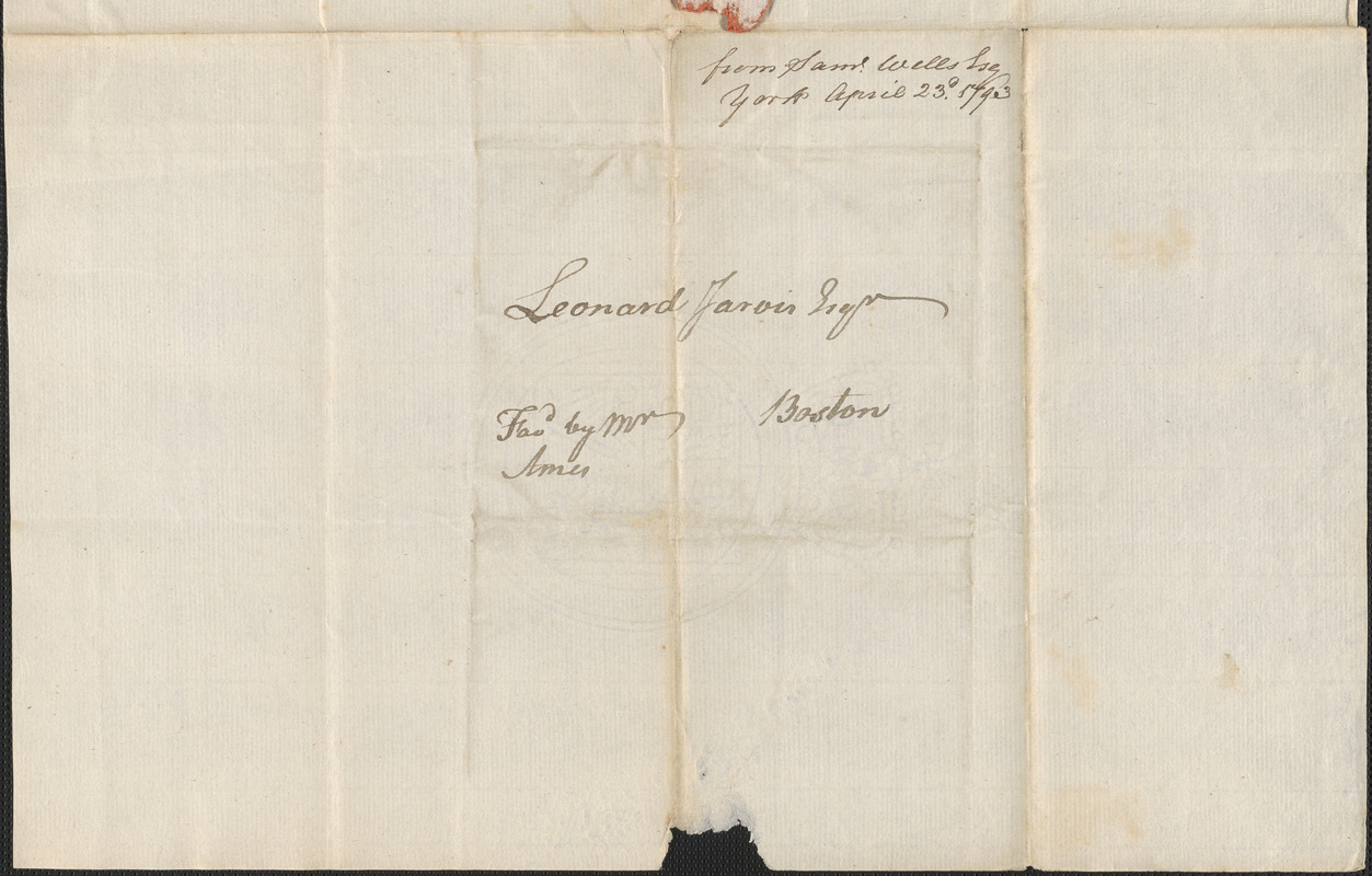 Nathaniel Wells to Leonard Jarvis, 23 April 1793 - Digital Commonwealth