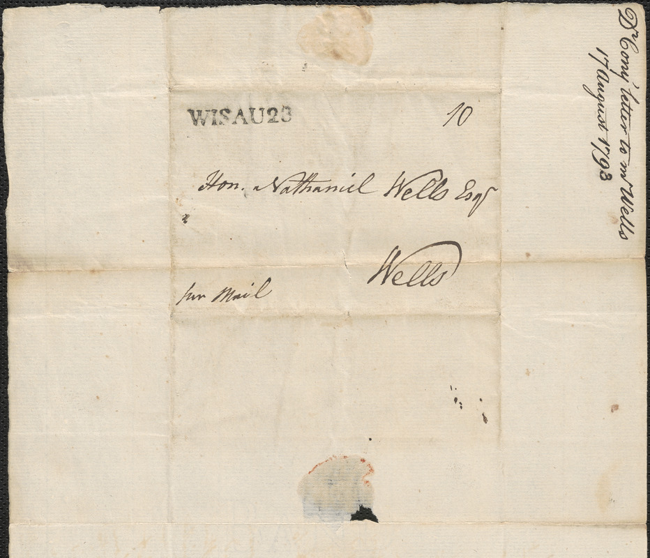 Daniel Cony to Nathaniel Wells, 17 August 1793 - Digital Commonwealth