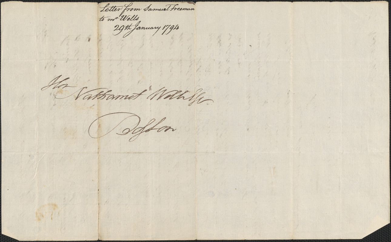 Samuel Freeman to Nathaniel Wells, 29 January 1794 - Digital Commonwealth