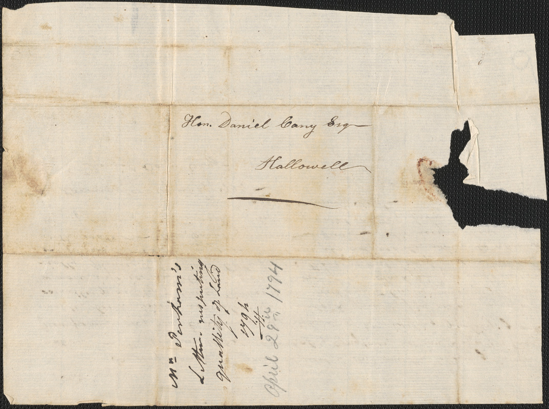 Lemuel Perham to Daniel Cony, 29 April 1794 - Digital Commonwealth
