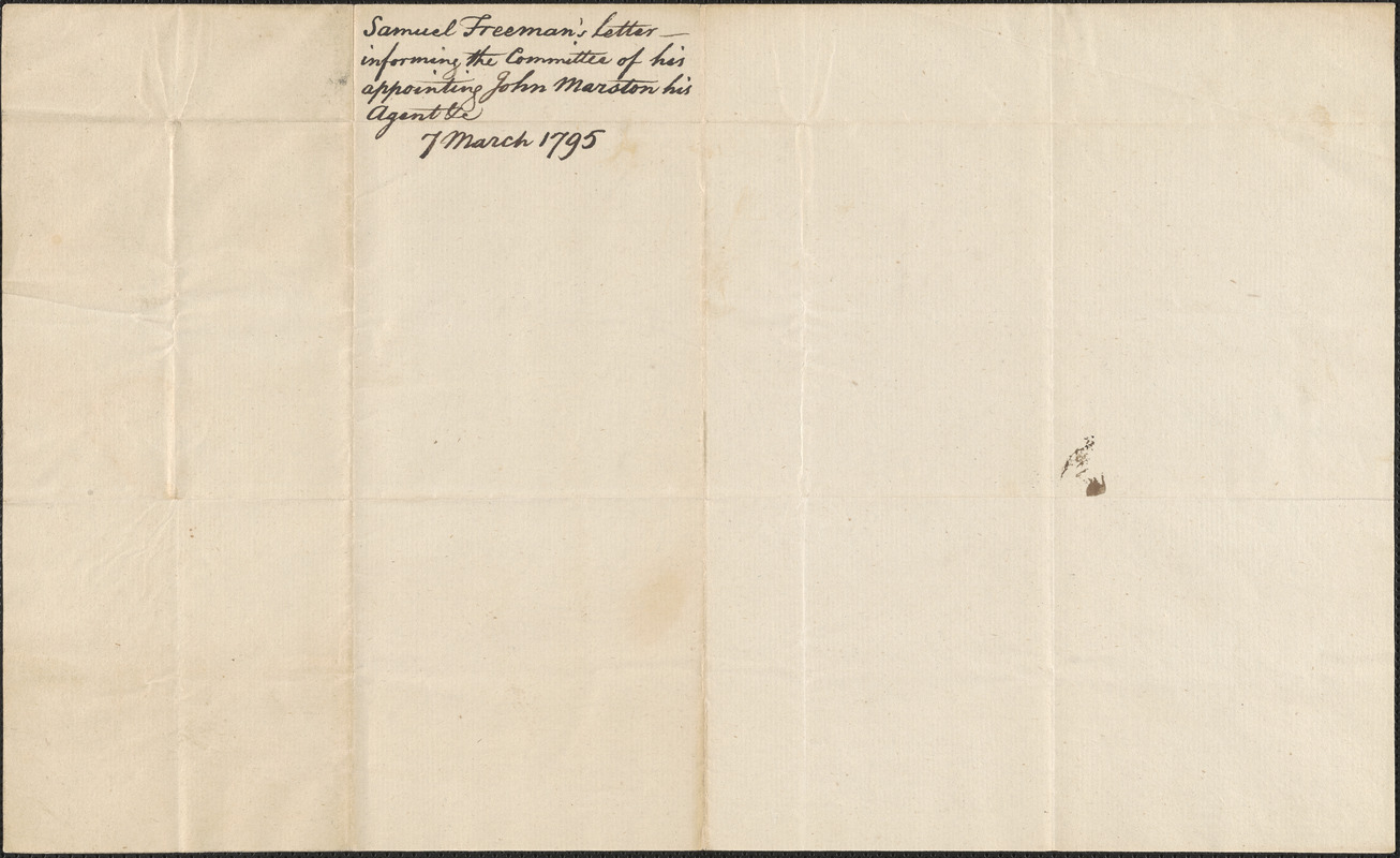 Samuel Freeman to Committee for the Sale of Eastern Lands, 7 March 1795 ...