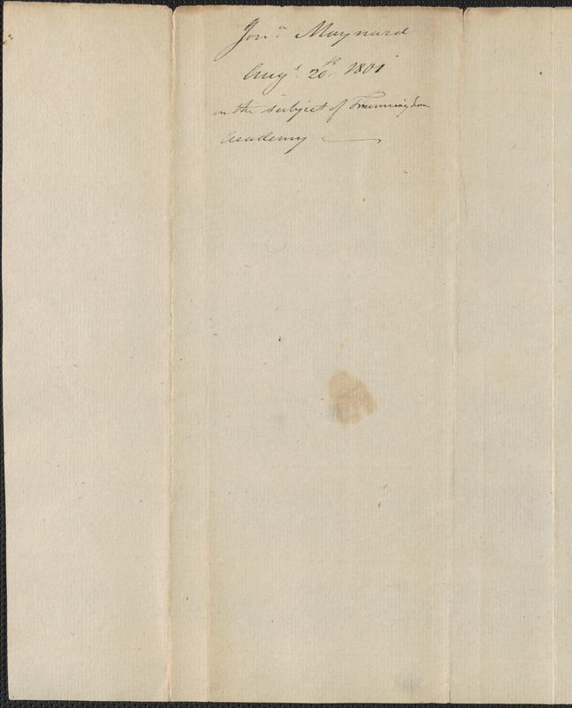 Jonathan Maynard to John Read and Peleg Coffin, 20 August 1801 ...
