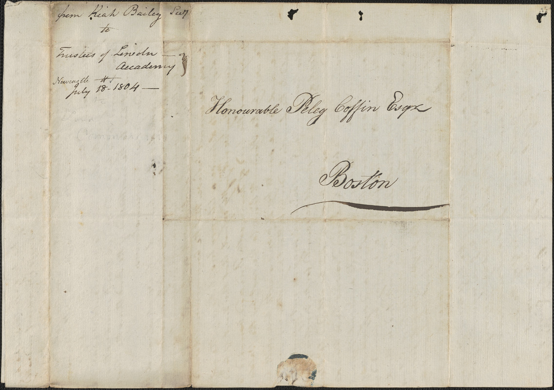 Kiah Bayley to Peleg Coffin, 18 July 1804 - Digital Commonwealth