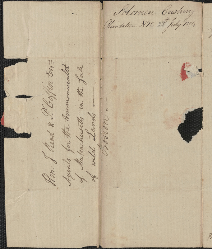 Solomon Cushing to John Read and Peleg Coffin, 28 July 1804 - Digital ...