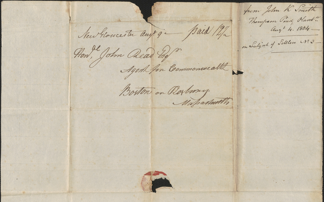 John K. Smith to John Read and Peleg Coffin, 4 August 1804 - Digital ...