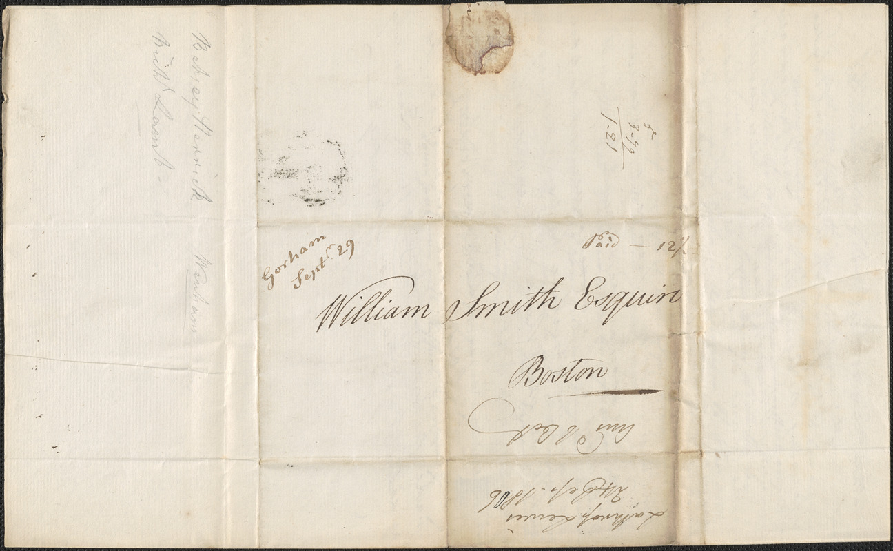 Lothrop Lewis to John Read and William Smith, 24 September 1806 ...