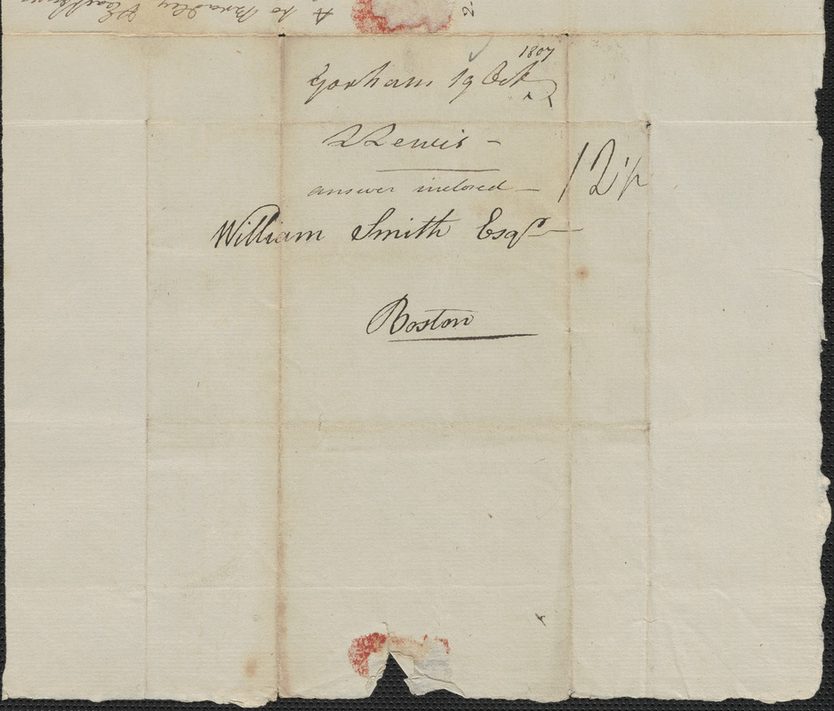 Lothrop Lewis to William Smith, 19 October 1807 - Digital Commonwealth
