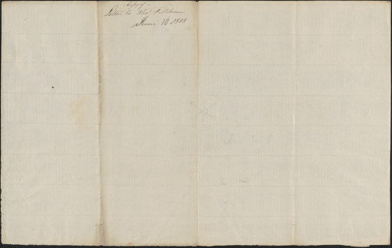 Copy of Letter from John Read and William Smith to Thurman Fillebrown ...