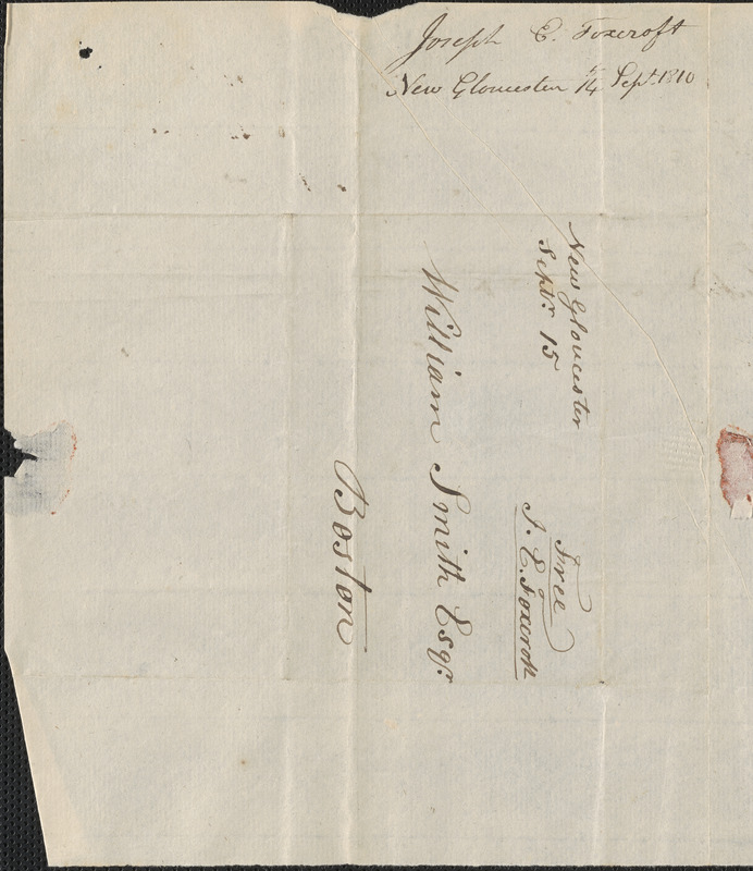 Joseph Foxcroft to William Smith, 14 September 1810 - Digital Commonwealth