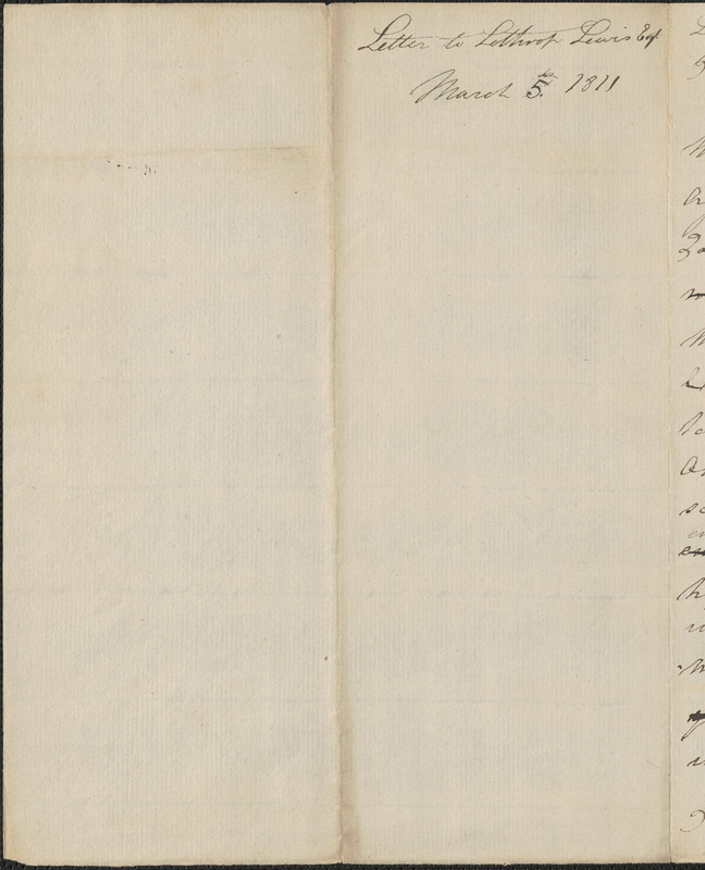 William Smith to Lothrop Lewis, 5 March 1811 - Digital Commonwealth