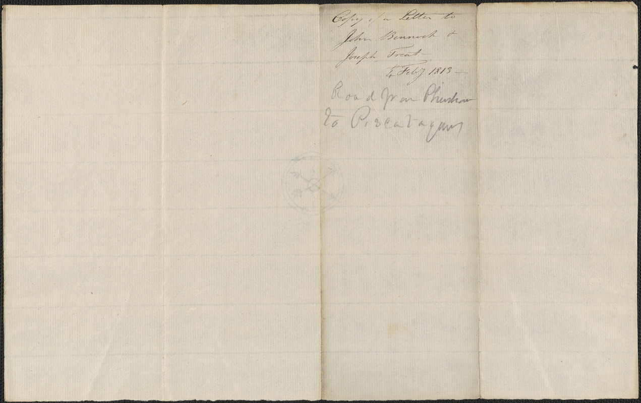 Copy of Letter from William Smith to John Bennock and Joseph Treat, 4 ...