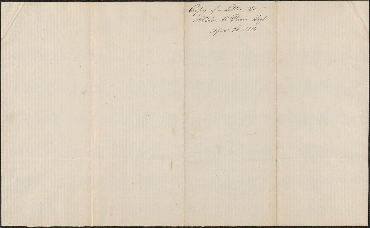 George Coffin to Albion Parris, 20 April 1814 - Digital Commonwealth