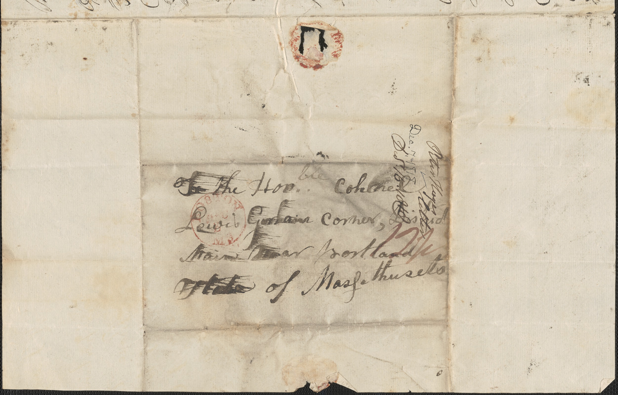 Peter Hughes to Lothrop Lewis, 7 December 1818 - Digital Commonwealth