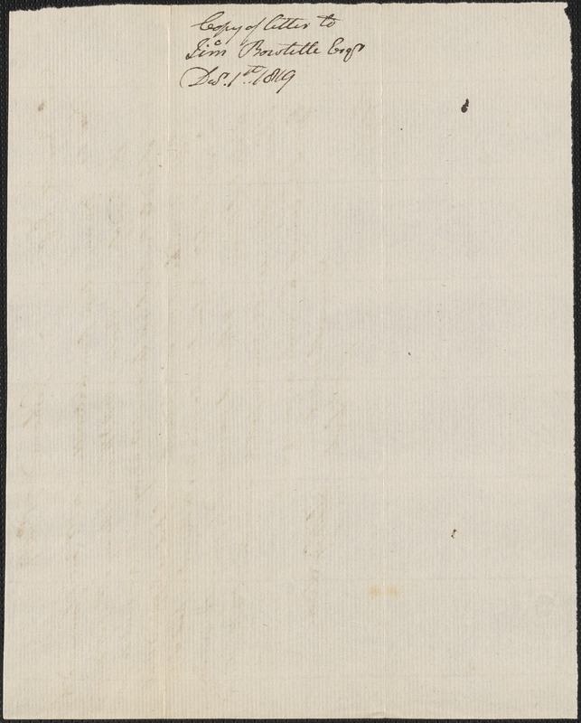 Copy of Letter from Lothrop Lewis to Timothy Boutelle, 1 December 1819 ...