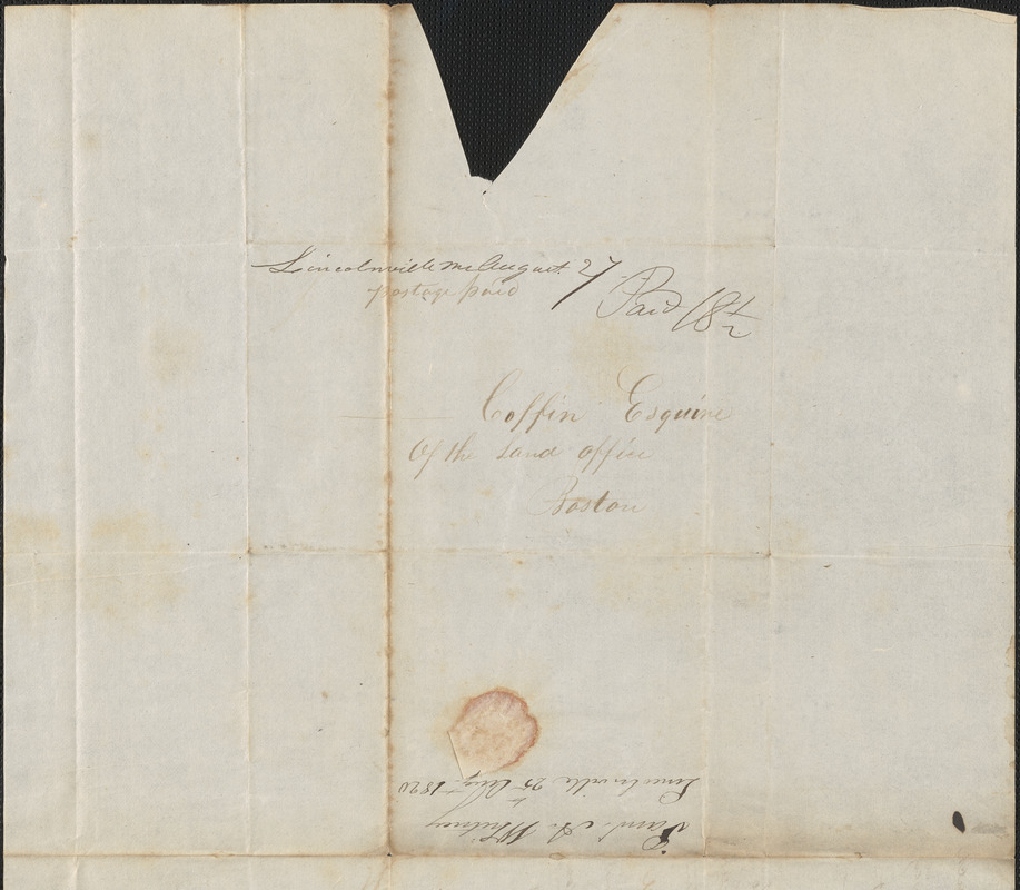 Joseph Whitney to George Coffin, 25 August 1820 - Digital Commonwealth