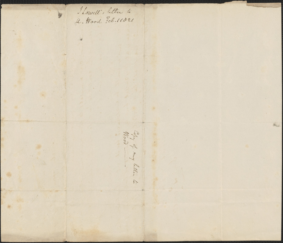 Jonathan Lowell to Ariel Wood, 1 February 1821 - Digital Commonwealth