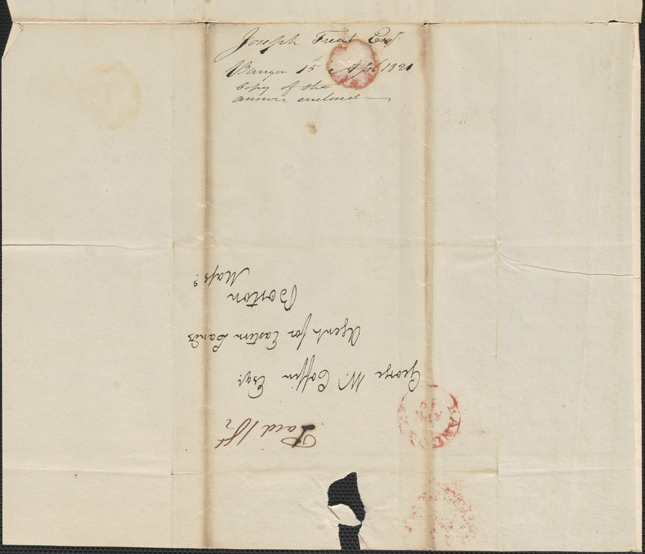 Joseph Treat to George Coffin, 15 April 1821 - Digital Commonwealth