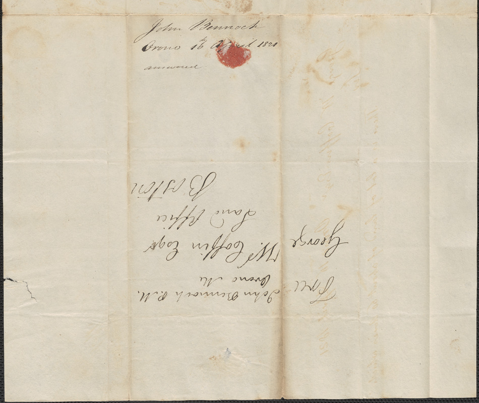 John Bennock to George Coffin, 16 April 1821 - Digital Commonwealth