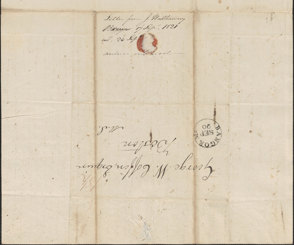 Joshua Hathaway to George Coffin, 19 September 1821 - Digital Commonwealth
