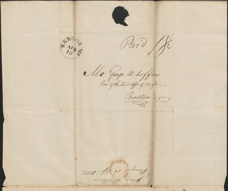 John Wilkins to George Coffin, 18 April 1822 - Digital Commonwealth