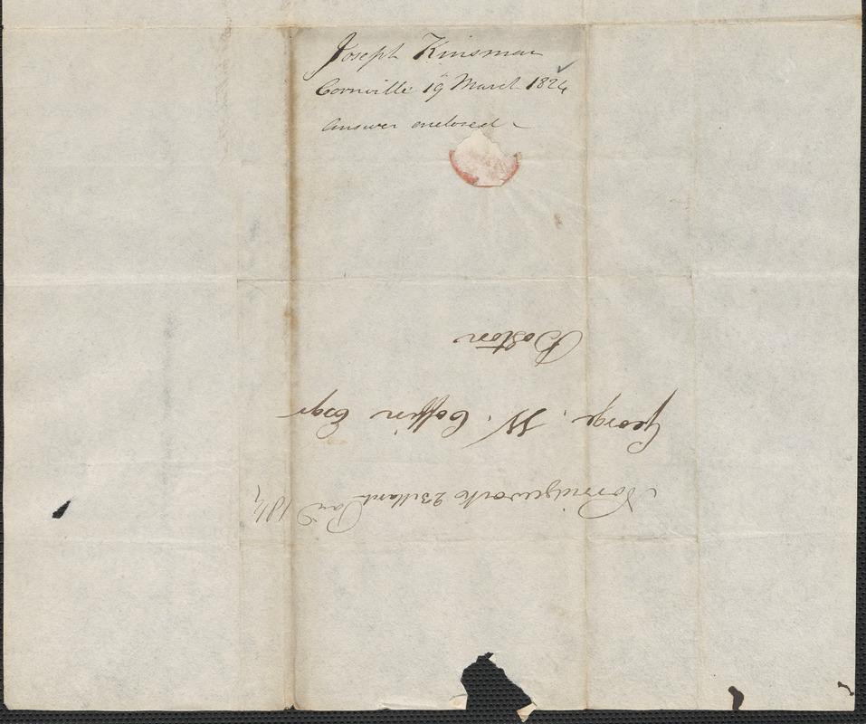 Joseph Kinman to George Coffin, 19 March 1824 - Digital Commonwealth