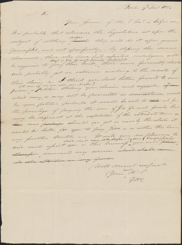 George Coffin to Henry Fuller, 9 December 1824 - Digital Commonwealth