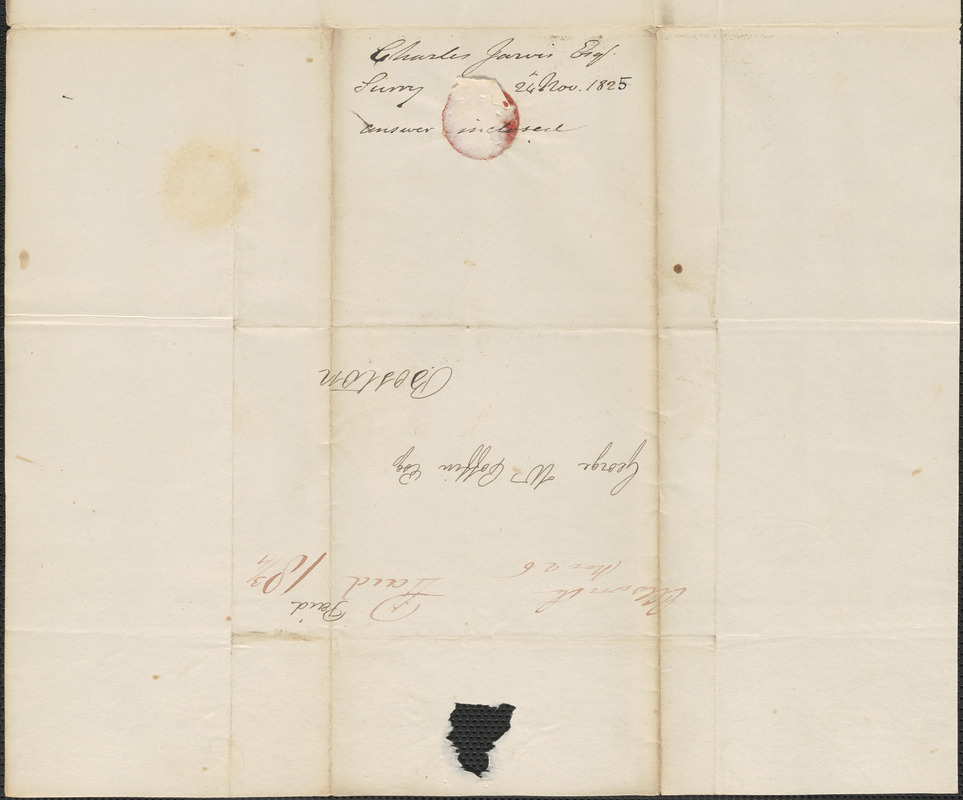 Charles Jarvis to George Coffin, 24 November 1825 - Digital Commonwealth
