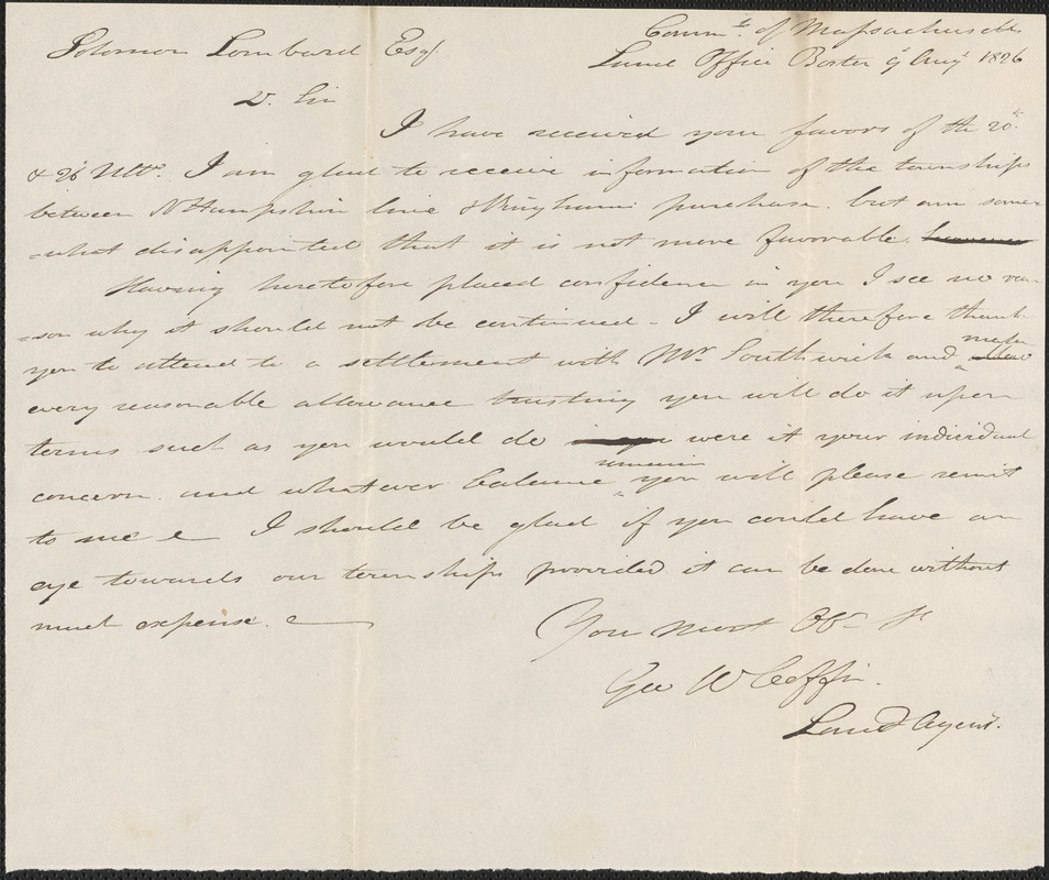 George Coffin to Solomon Lombard, 9 August 1826 - Digital Commonwealth