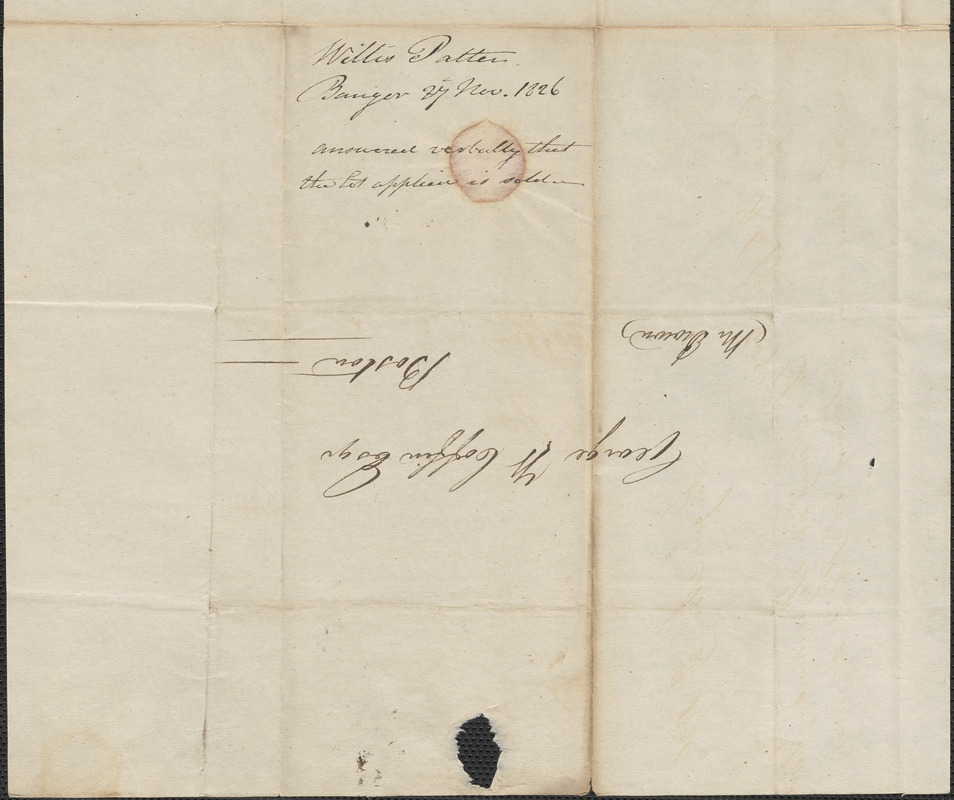 Willis Patten to George Coffin, 27 November 1826 - Digital Commonwealth