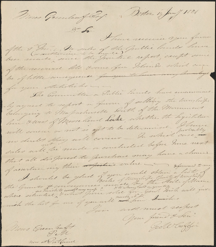 George Coffin to Moses Greenleaf, 19 January 1828 - Digital Commonwealth