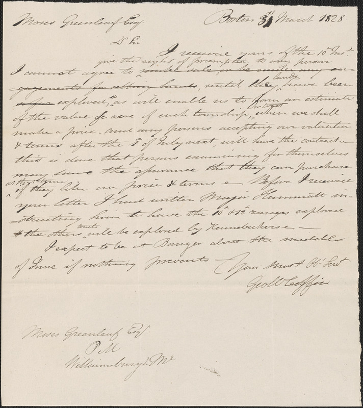 George Coffin to Moses Greenleaf, 31 March 1828 - Digital Commonwealth