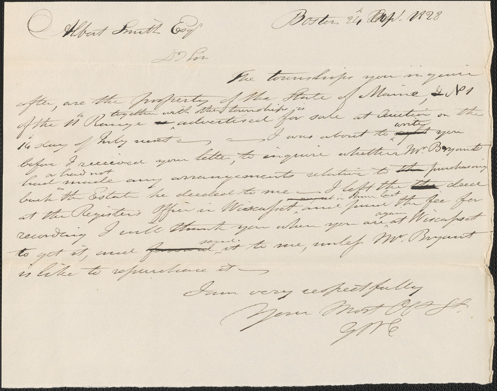 George Coffin to Albert Smith, 24 April 1828 - Digital Commonwealth