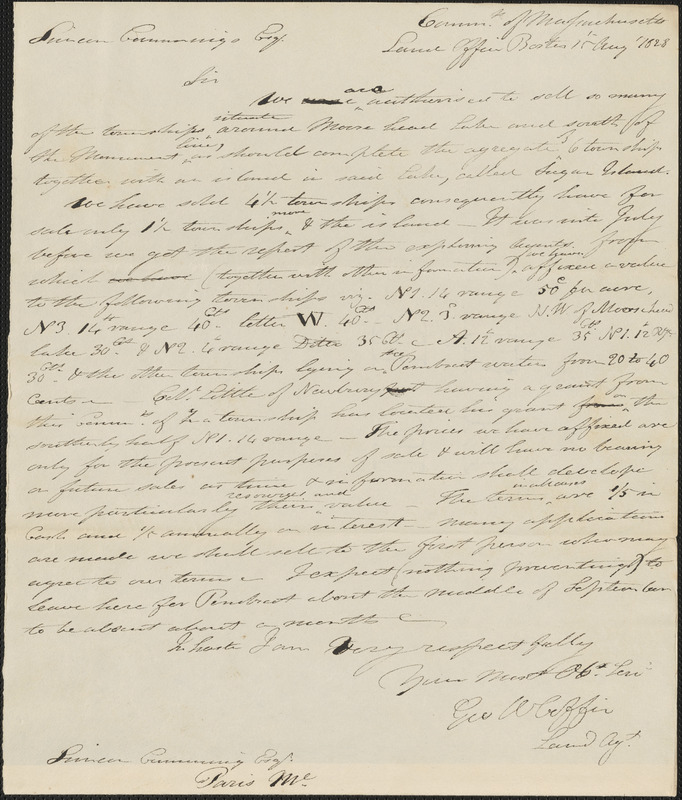 George Coffin to Simon Cummings, 15 August 1828 - Digital Commonwealth