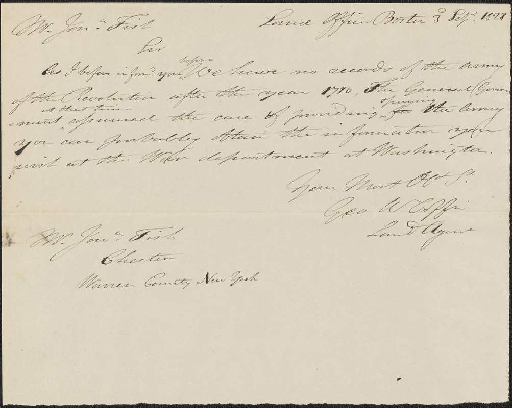 George Coffin to Jonathan Fish, 3 September 1828 - Digital Commonwealth