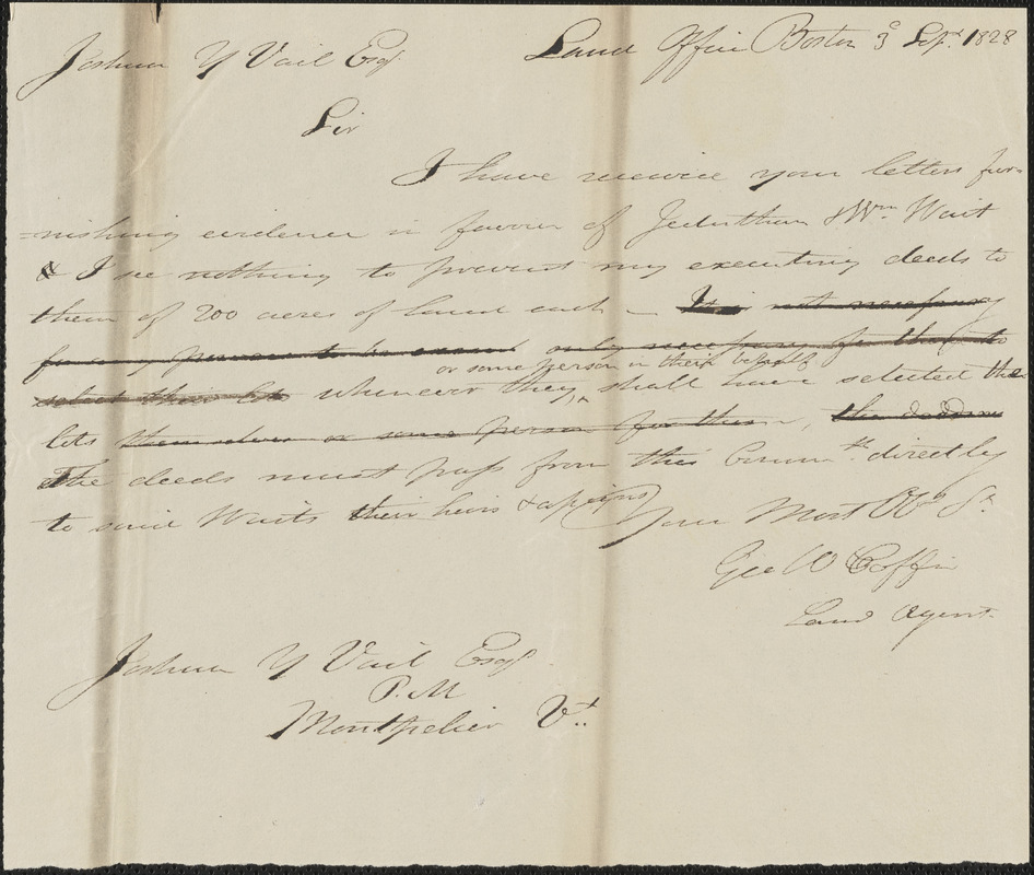 George Coffin to Joshua Vail, 3 September 1828 - Digital Commonwealth