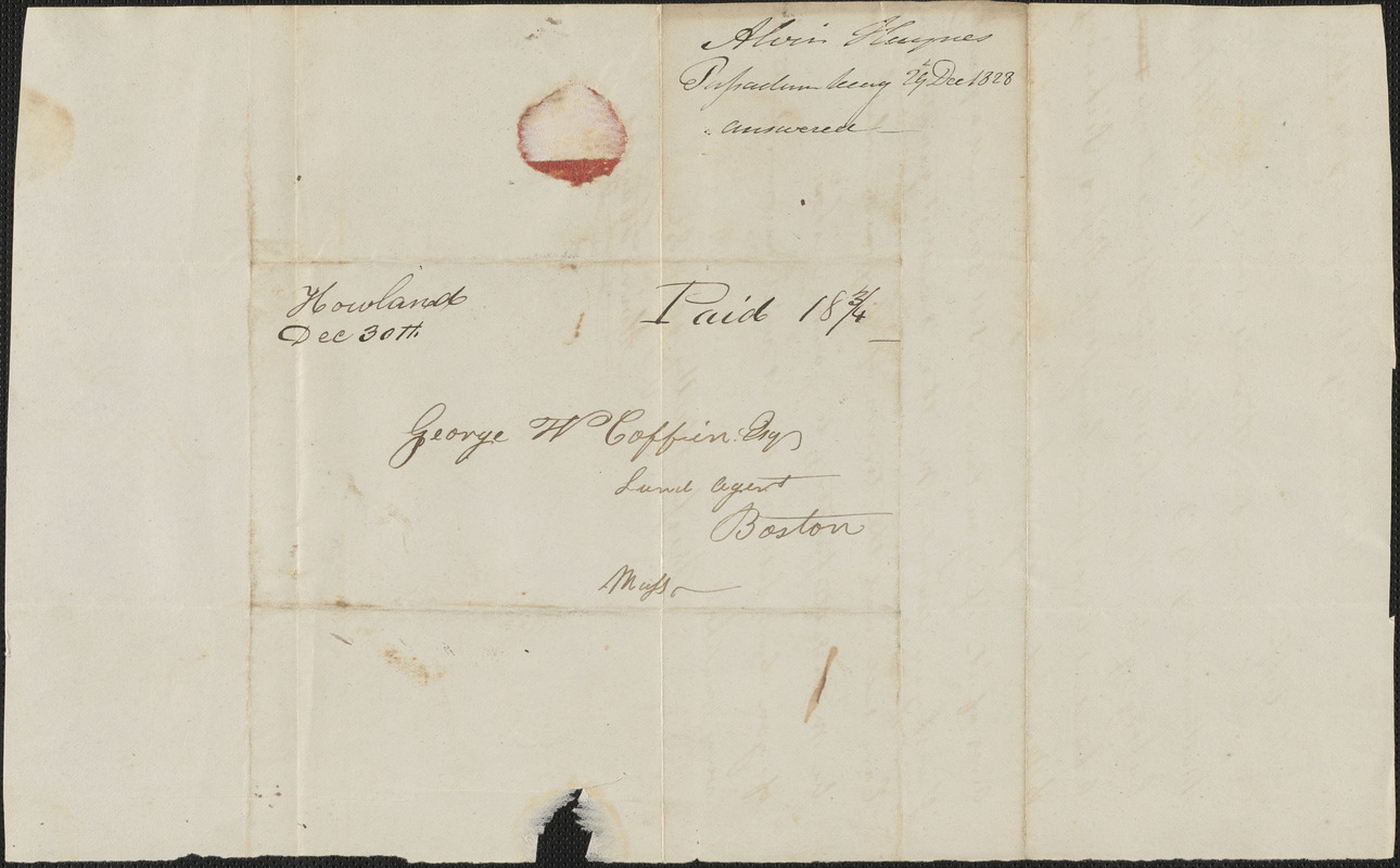 Alvin Haynes to George Coffin, 29 December 1828 - Digital Commonwealth