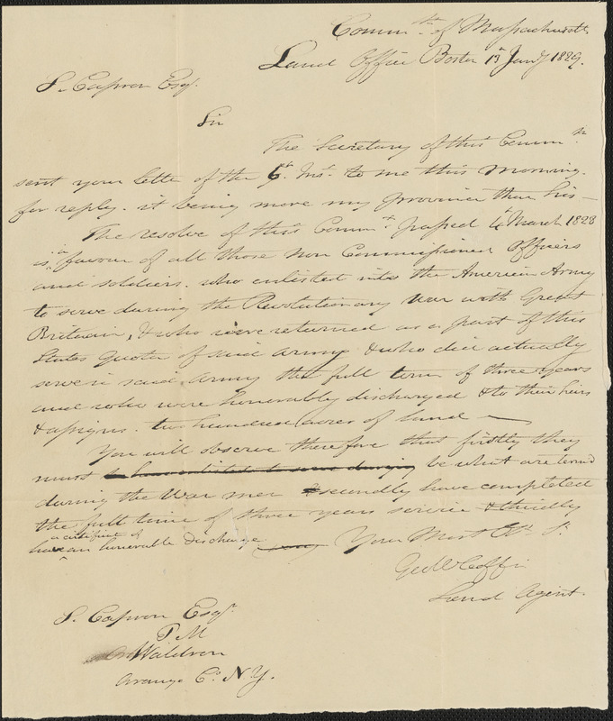 George Coffin to S. Capron, 13 January 1829 - Digital Commonwealth
