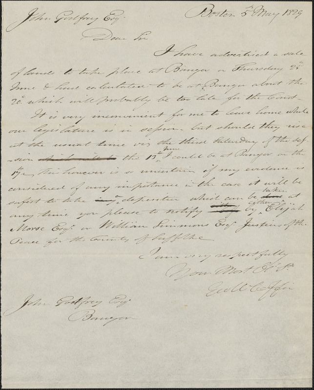George Coffin to John Godfrey, 5 May 1829 - Digital Commonwealth