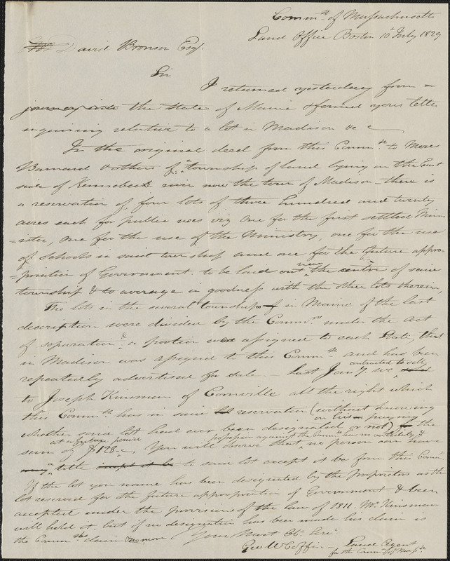 George Coffin to David Bronson, 10 July 1829 - Digital Commonwealth