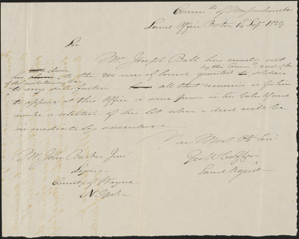 George Coffin to John Barber, 14 September 1829 - Digital Commonwealth