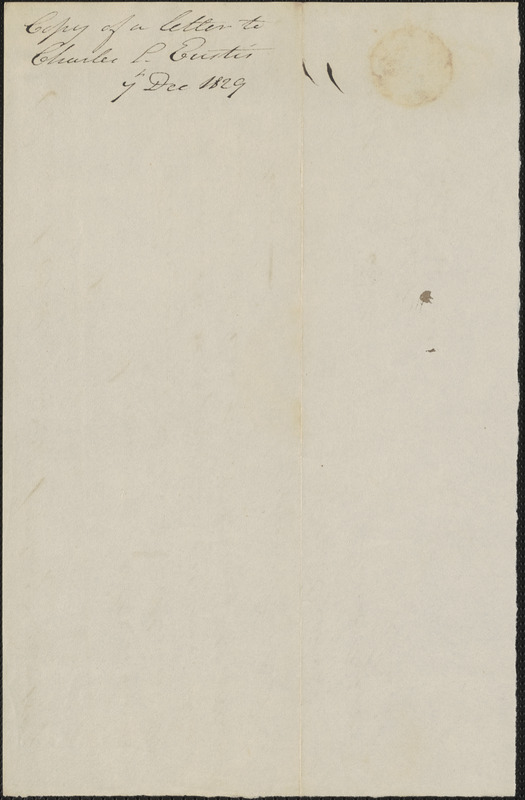 George Coffin to Charles Eustis, 7 December 1829 - Digital Commonwealth