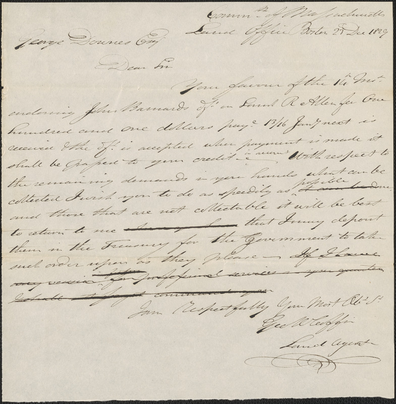 George Coffin to George Downes, 23 December 1829 - Digital Commonwealth