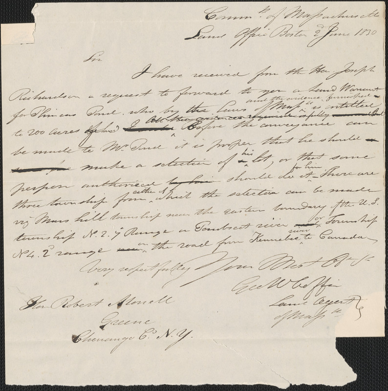 George Coffin to Robert Morrell, 2 June 1830 - Digital Commonwealth