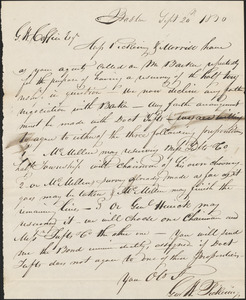 George Pickering to George Coffin, 20 September 1830 - Digital Commonwealth