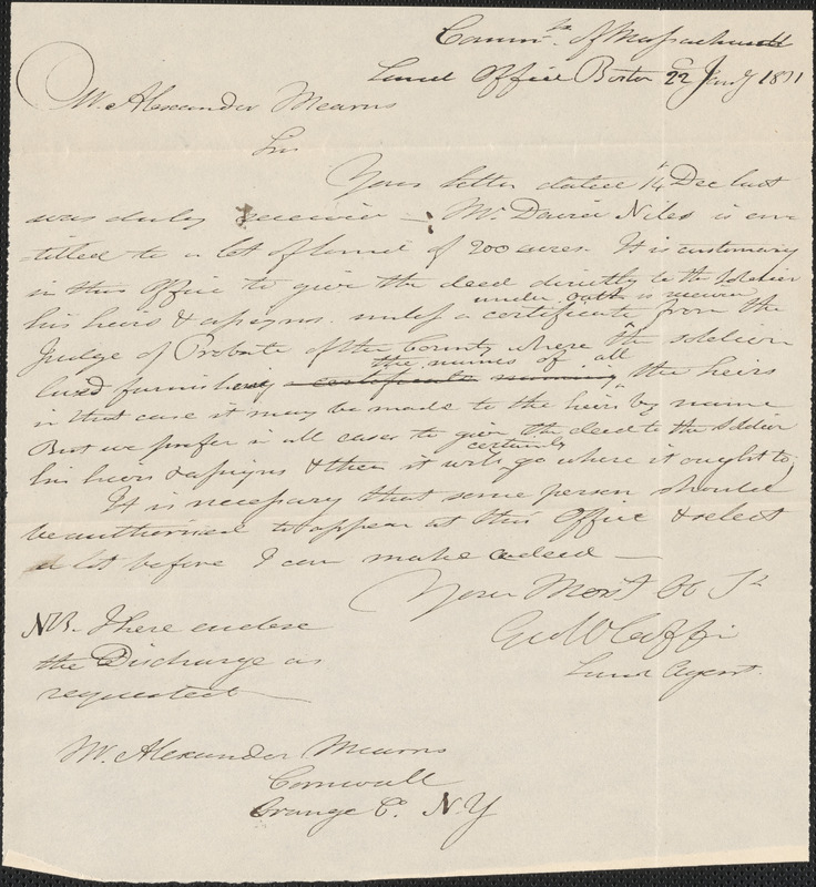 George Coffin to Alex Mearns, 22 January 1831 - Digital Commonwealth