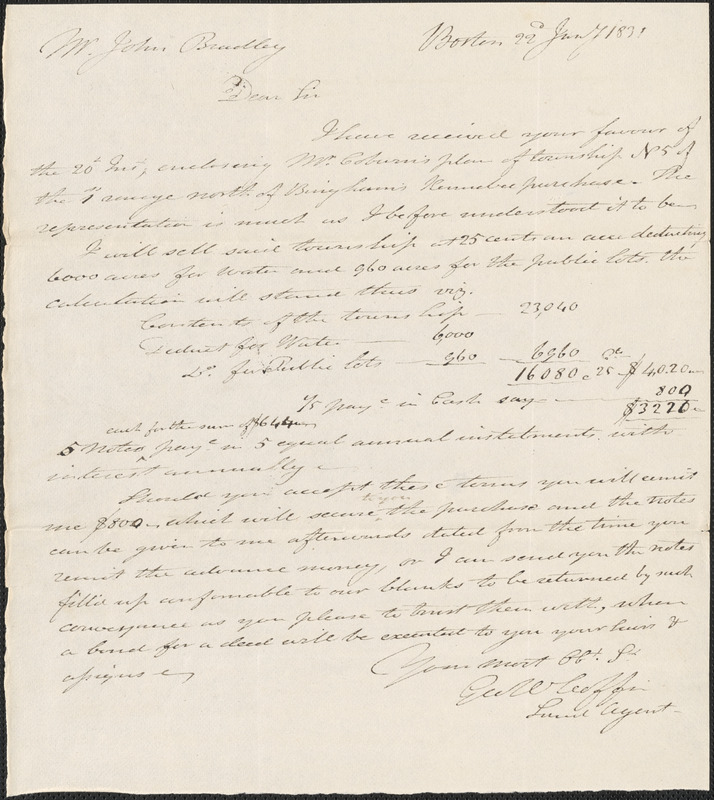 George Coffin to John Bradley, 22 January 1831 - Digital Commonwealth