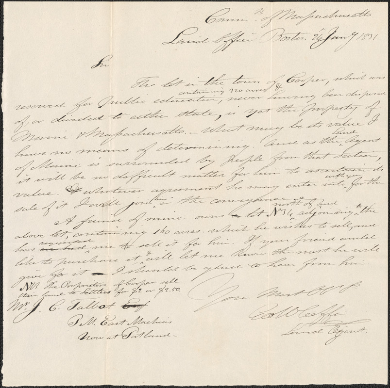 George Coffin to J.C. Talbot, 24 January 1831 - Digital Commonwealth