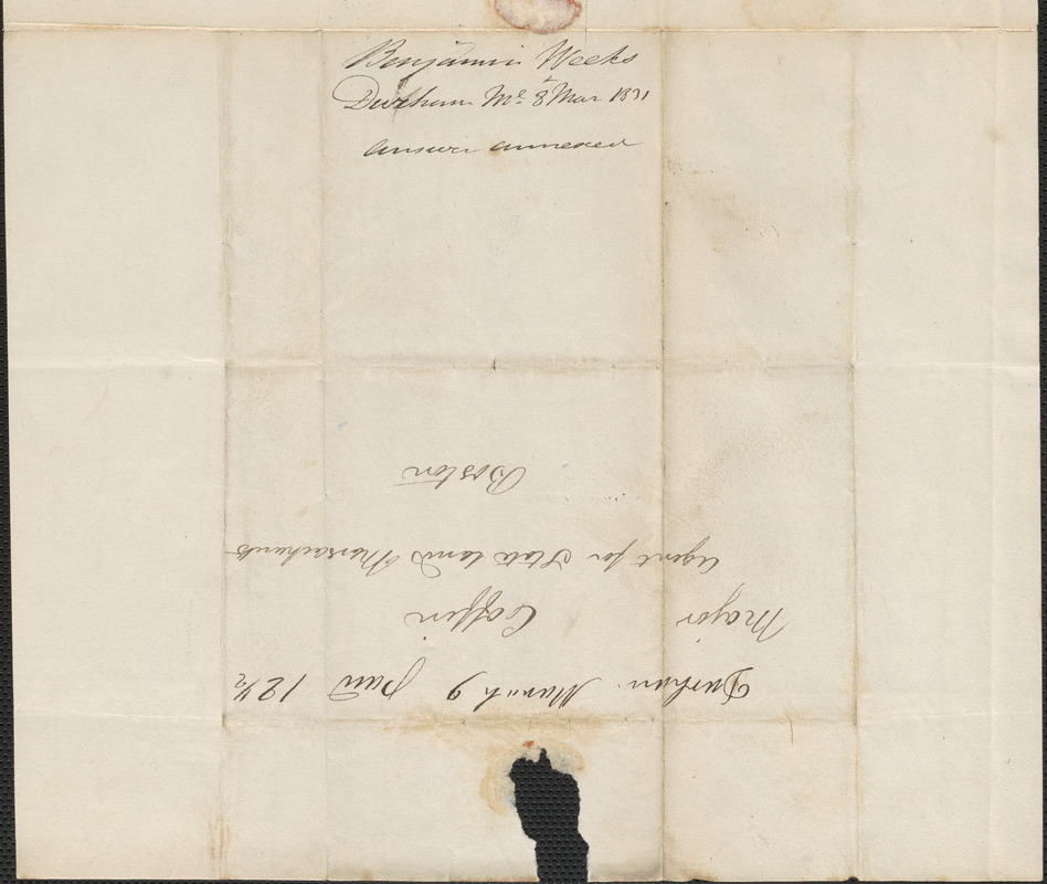 Benjamin Weeks to George Coffin, 8 March 1831 - Digital Commonwealth