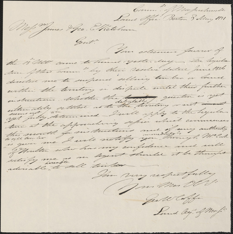 George Coffin to James and George Ketchum, 8 May 1831 - Digital ...